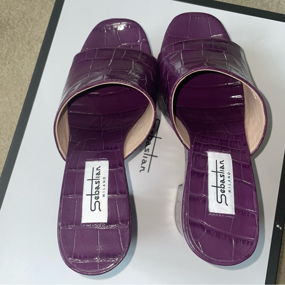 Purple Platform Crocodile Print Shoe - Gem
